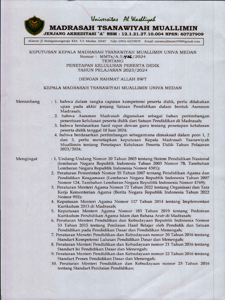 SK Kelulusan 2024 | PDF