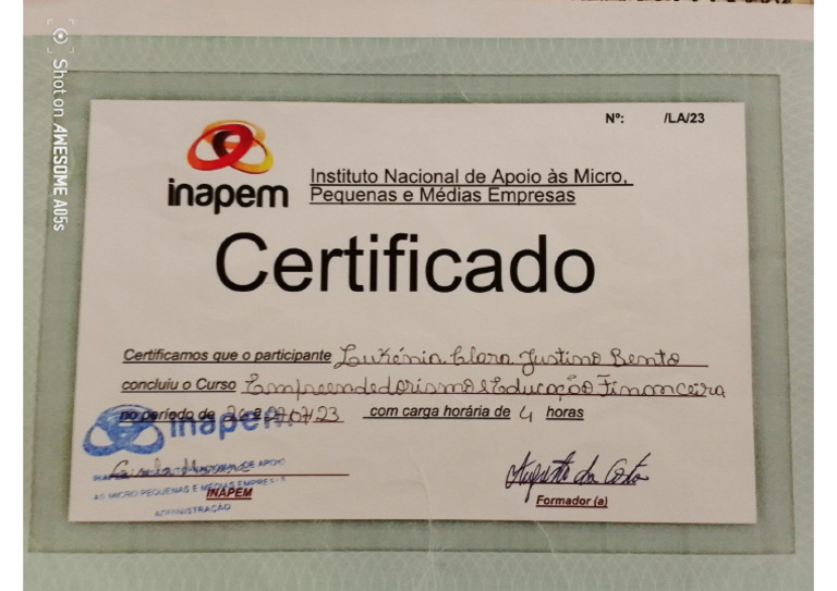 Certificado Do Inapem | PDF