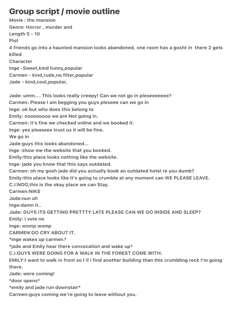Group Script Movie Outline 5 | PDF
