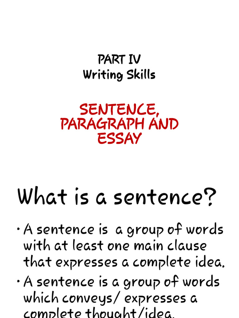 Sentence, Paragraph and Essay Writing | PDF | Essays | Inductive Reasoning