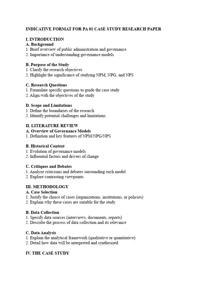 Indicative Format For Pa 01 Case Study Research Paper | PDF | Career ...