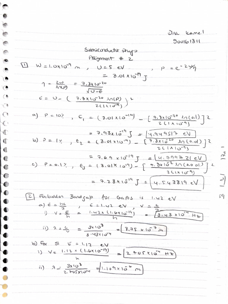 Semiconductor Phys - Assi 2 | PDF