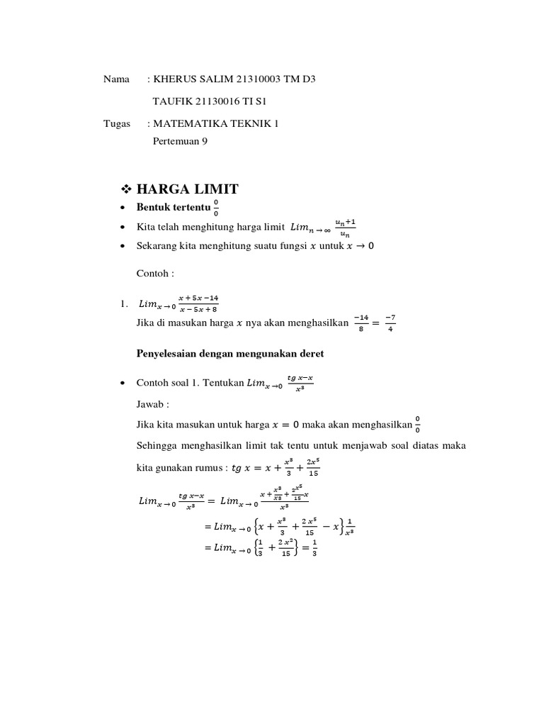 Matematika Teknik 1 (Revisi) | PDF