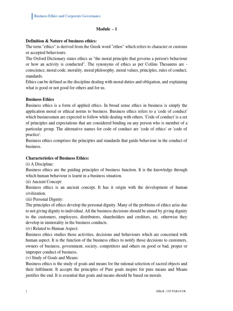 Business Ethics Module 1 | PDF | Business Ethics | Morality
