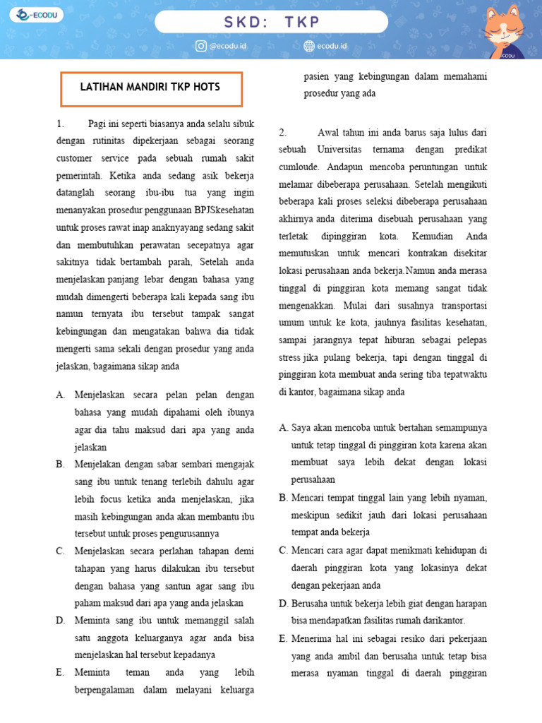 Latihan Mandiri TKP Hots | PDF | Karier & Perkembangan | Bisnis