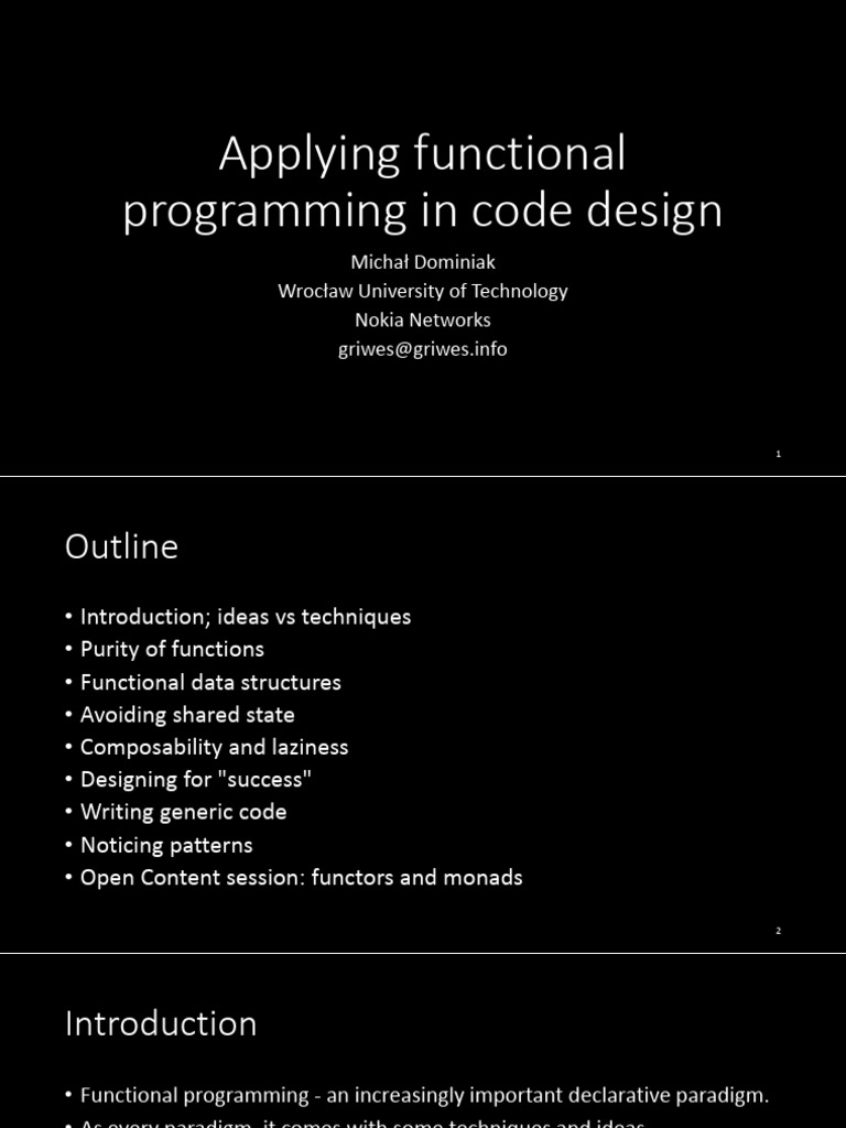 Applying Functional Programming in Code Design - Michał Dominiak - CppCon 2015 | PDF ...