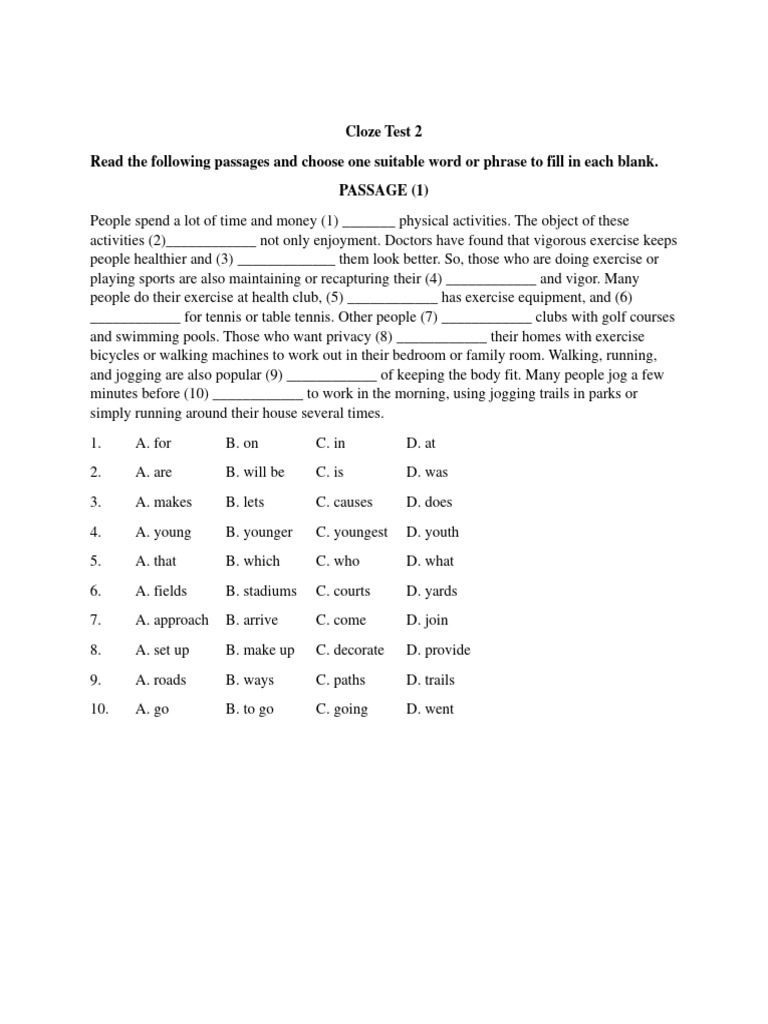 Inversion2 - Cloze Tests 8 | PDF