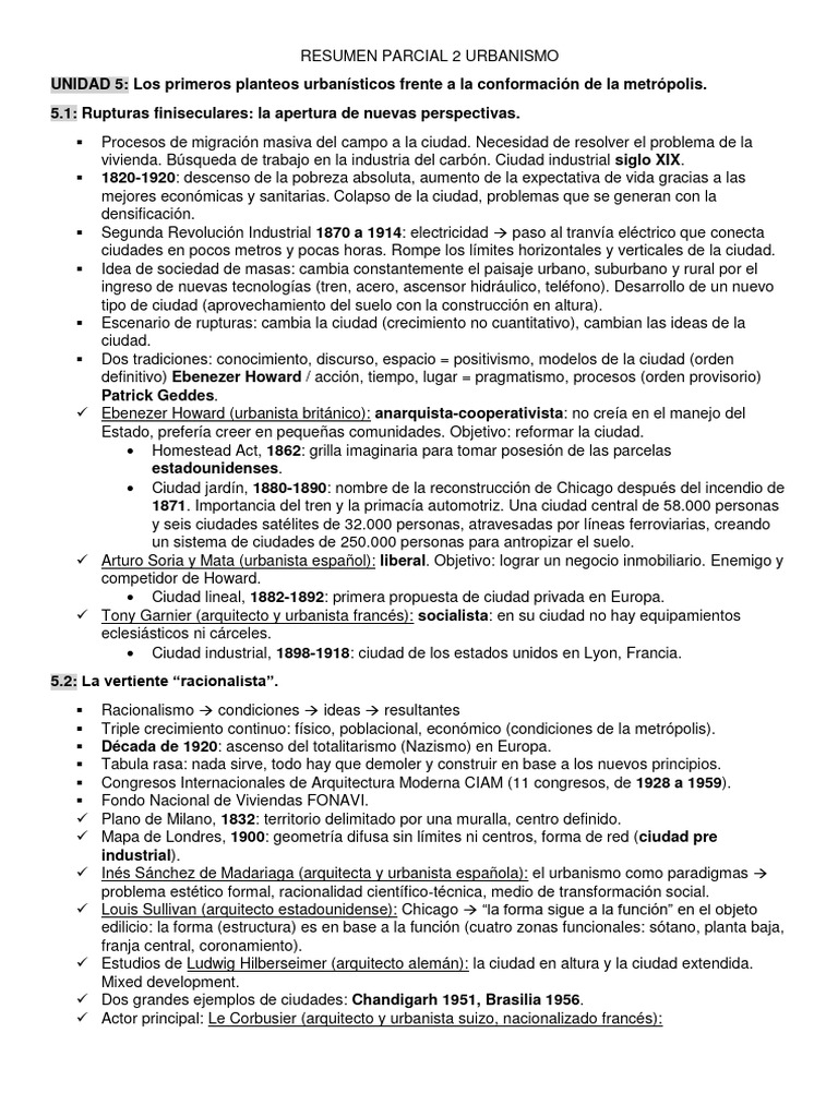 Resumen Parcial 2 Urbanismo Impr | PDF