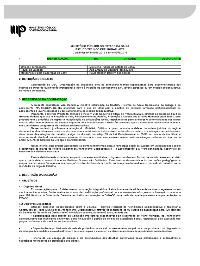 ETP - Modelo Base - DTI | PDF | Desenvolvimento profissional | Adolescência