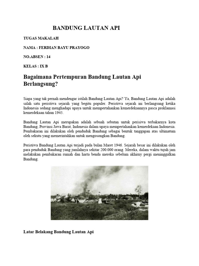 Sejarah Bandung Lautan Api | PDF