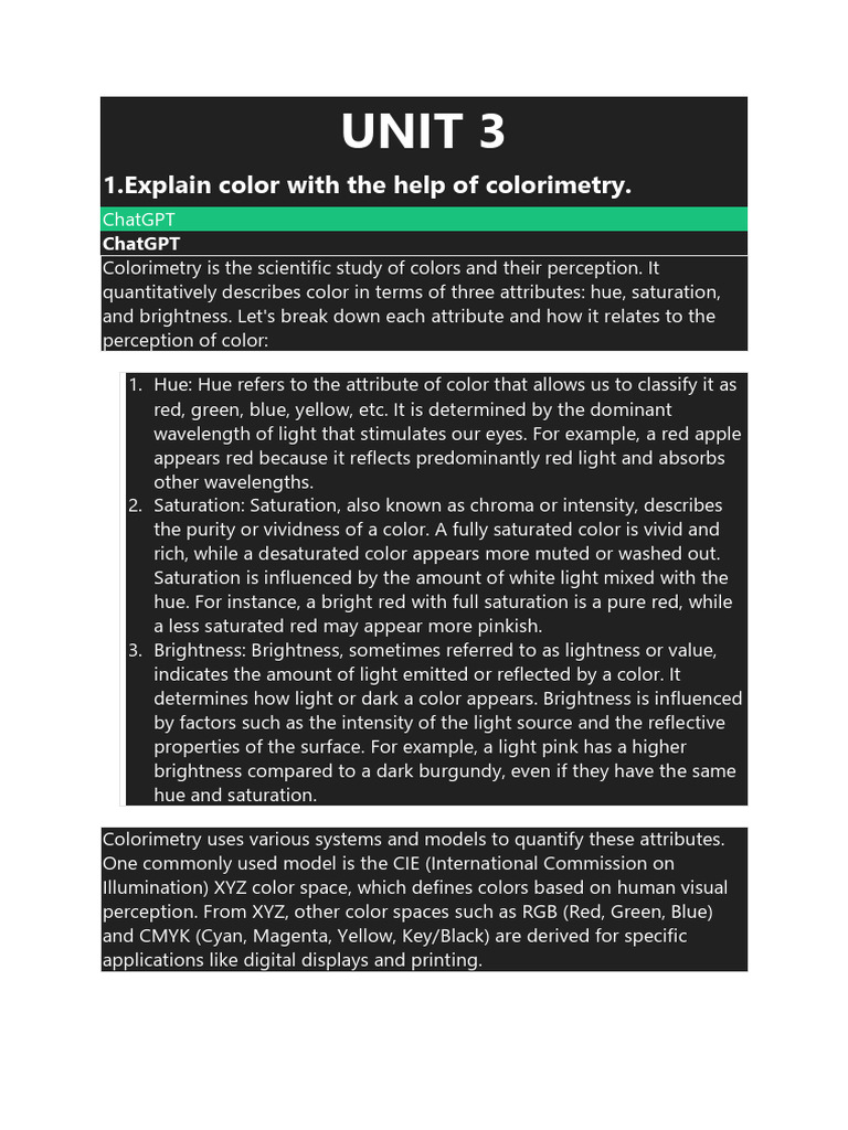 CG Unit 3 | PDF | Color | Magenta