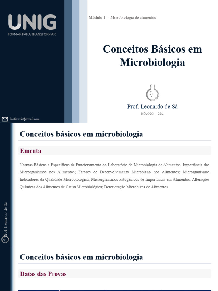 MÓDULO 1 - Conceitos Básicos em Microbiologia | PDF | Bactérias | Célula (Biologia)