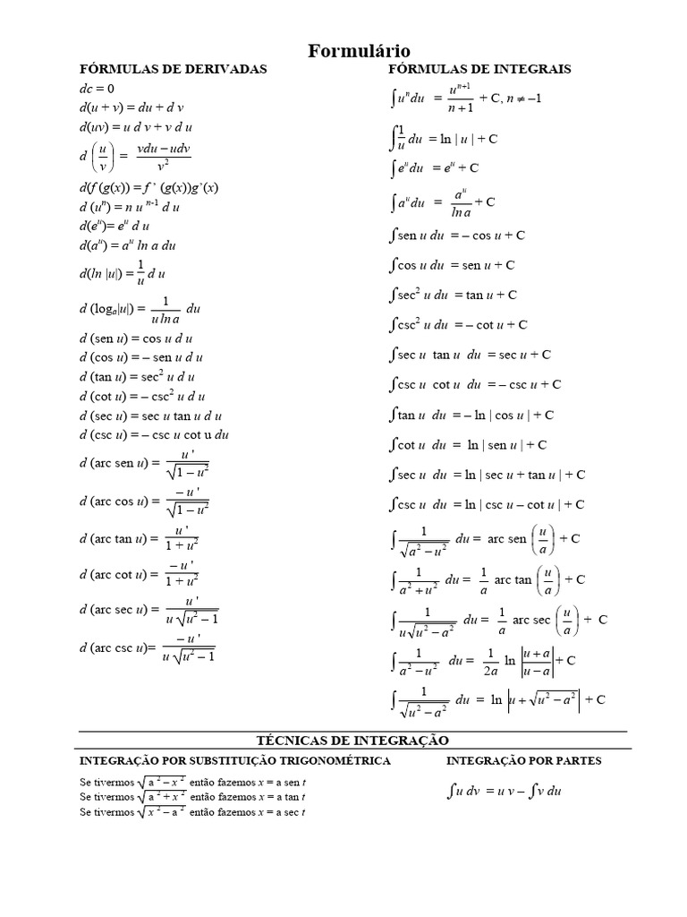 Formulário ED - Cálculo | PDF | Trigonometria | Euclides