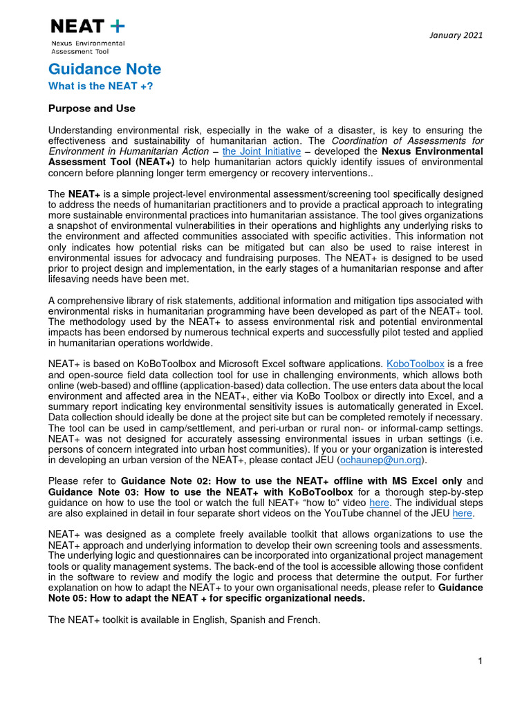 01 Guidance Note What Is The NEAT | PDF | Geographic Information System ...