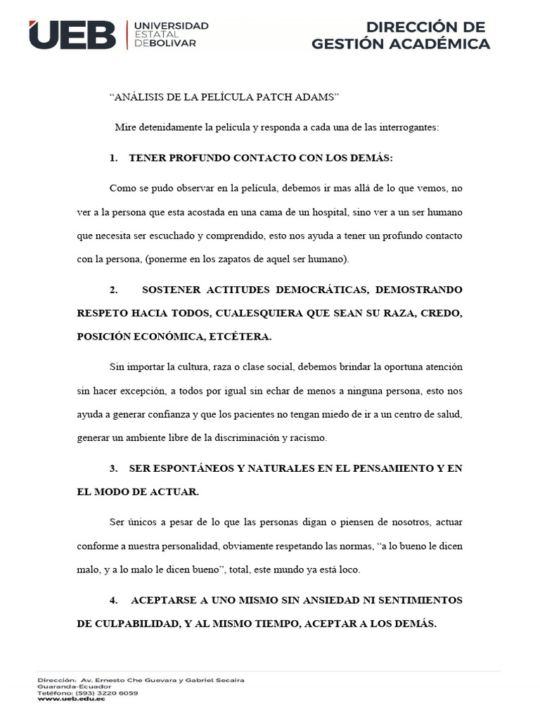 Análisis de La Película Patch Adams | PDF