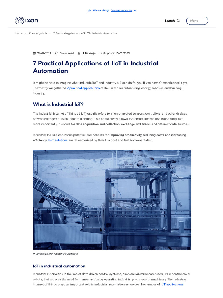 7 Practical Applications of IIoT in Industrial Automation - IXON | PDF
