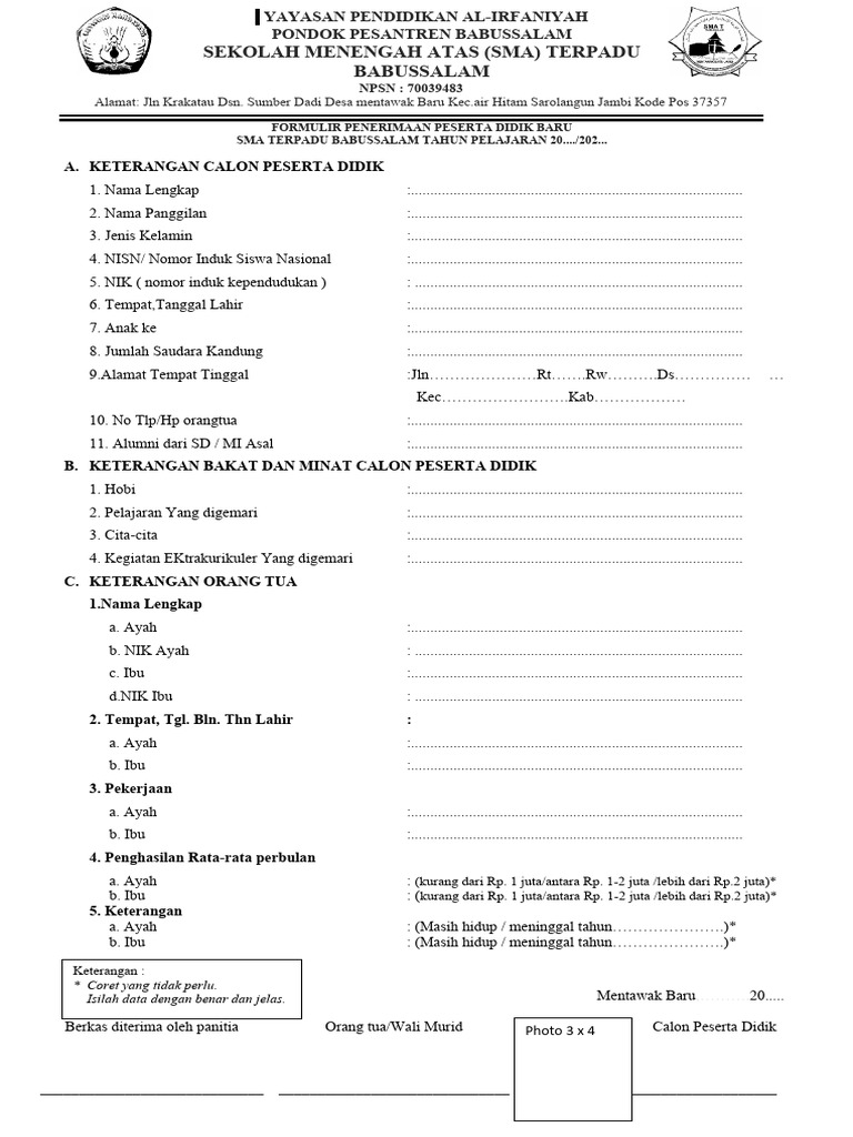 2.formulir N Pernyataan PPDB Sma | PDF | Kajian Bahasa Asing