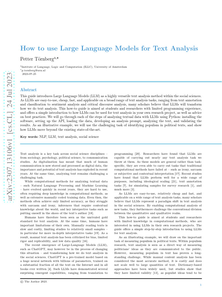 How to Use LLMs for Text Analysis | PDF