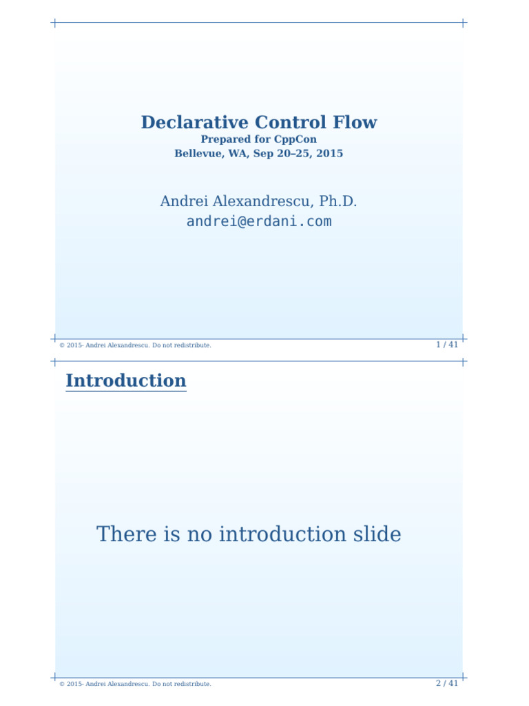 Declarative Control Flow - Andrei Alexandrescu - CppCon 2015 | PDF ...