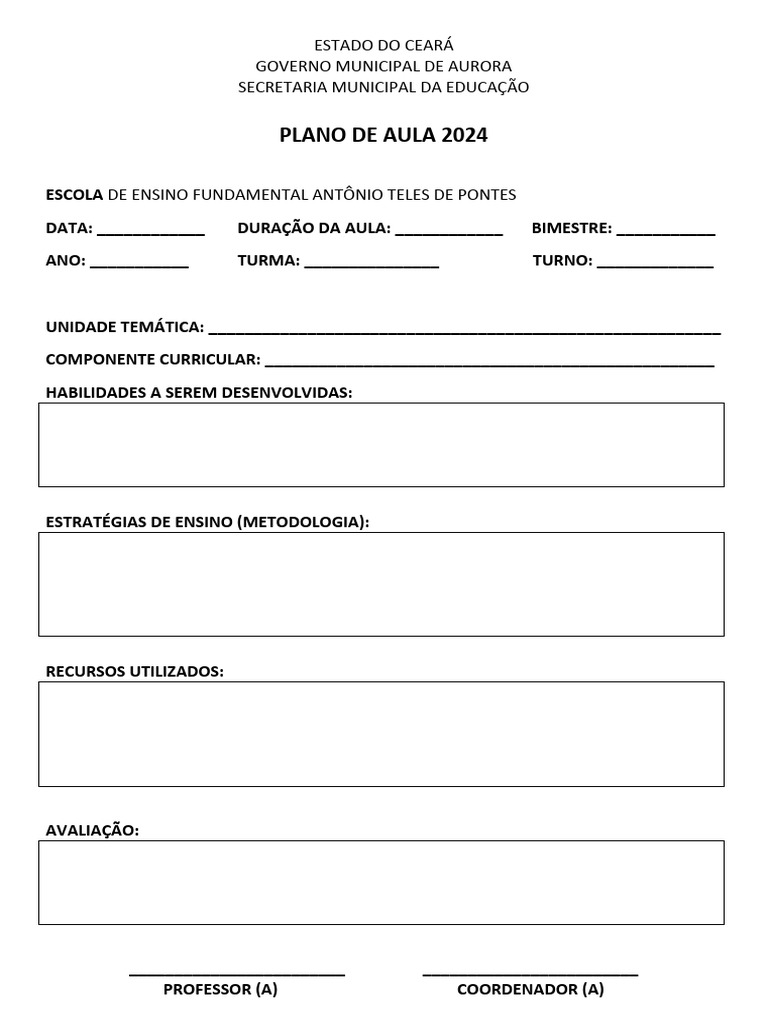 Plano de Aula 2024 | PDF