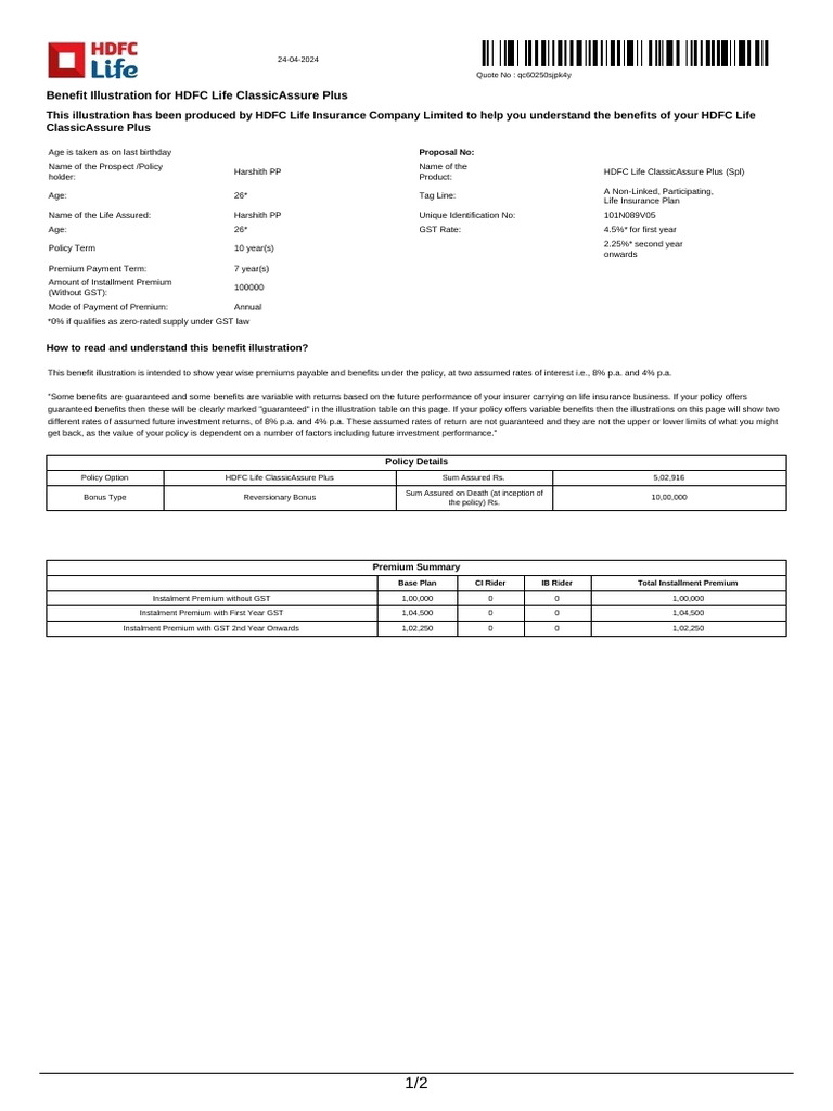 Illustration | PDF | Life Insurance | Insurance