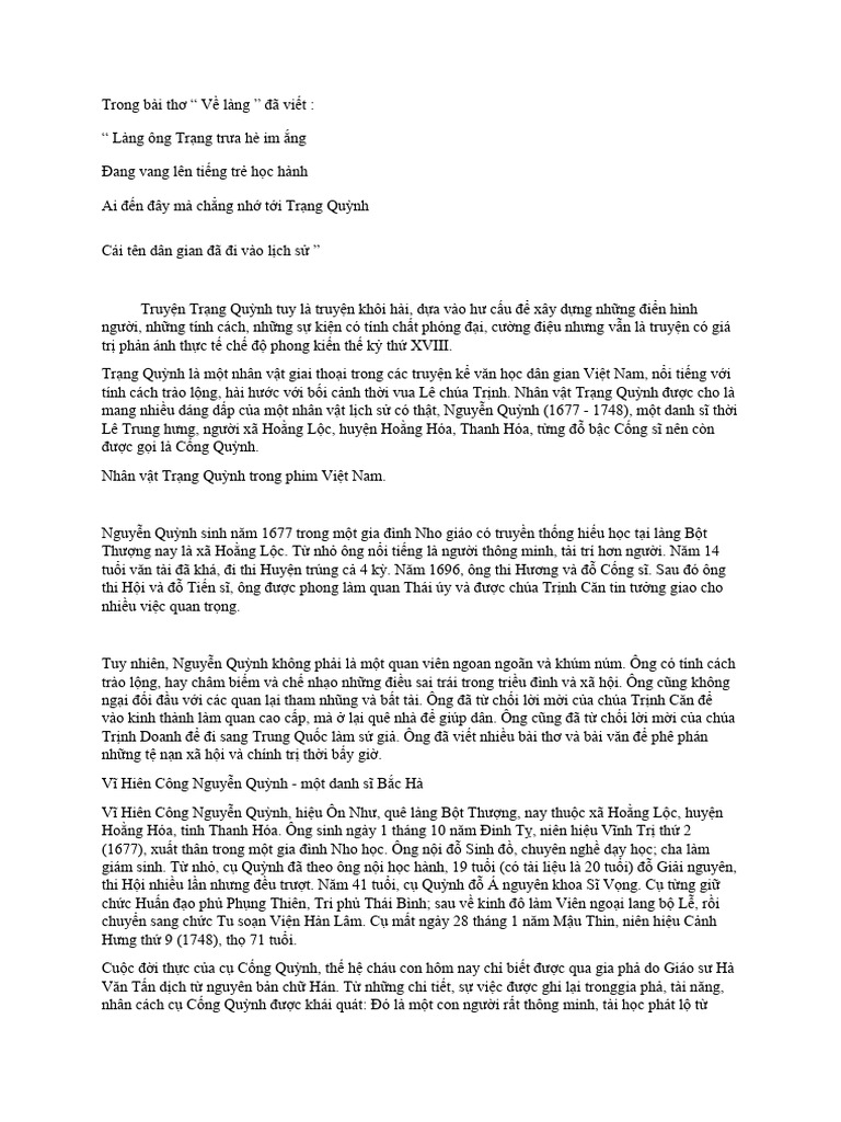 Bài TR NG Qu NH Nhéee | PDF