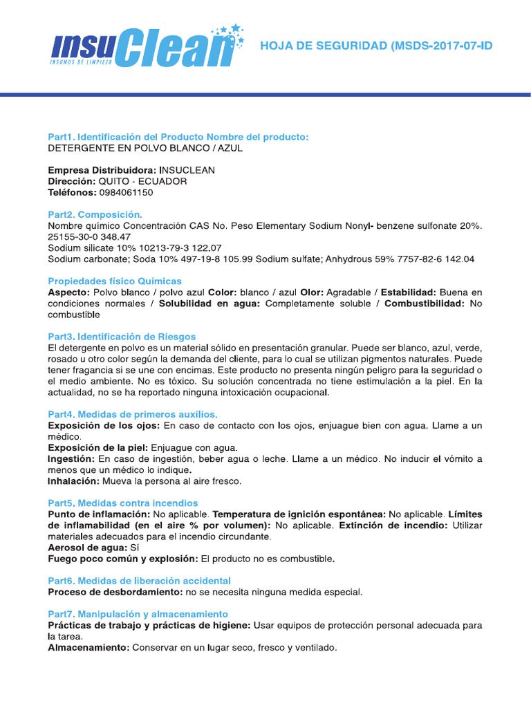 Ficha Tecnica Detergente | PDF