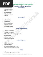 Anatomy Previous Year Questions Papers For BPT | PDF