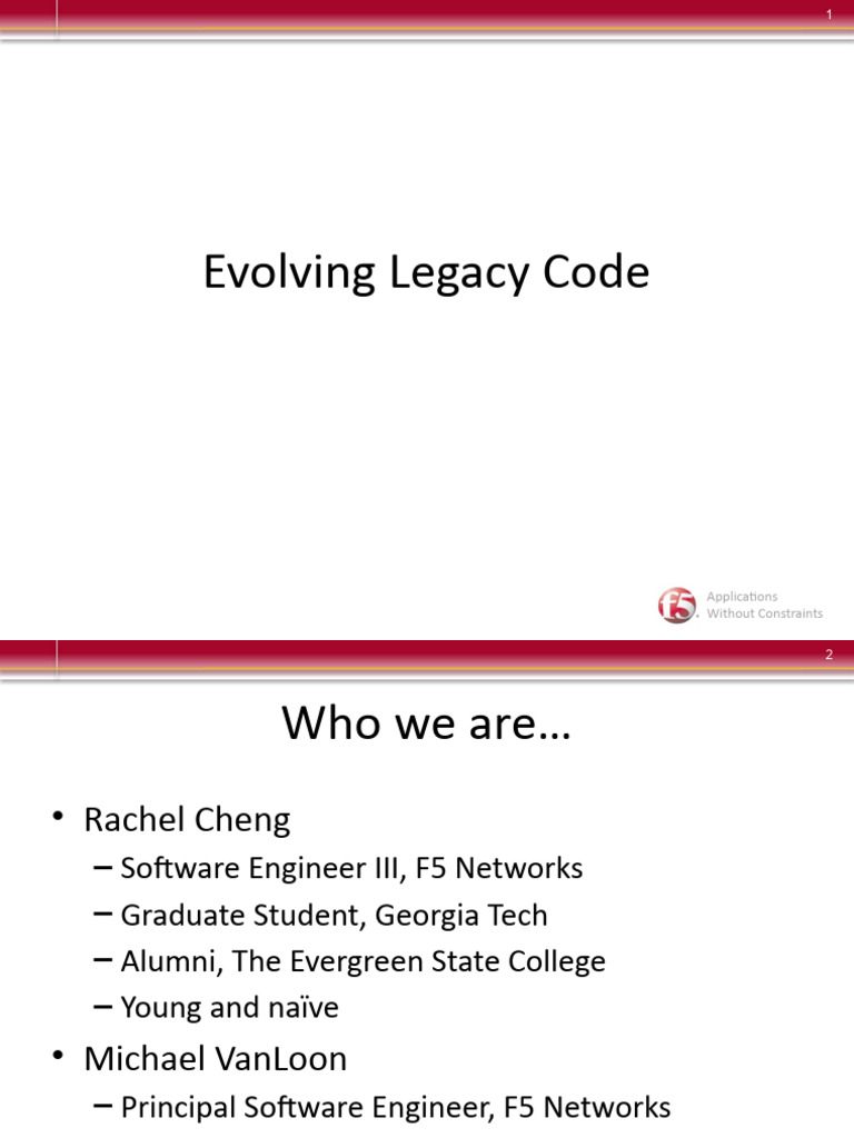 Evolving Legacy Code - Rachel Cheng and Michael VanLoon - CppCon 2015 | PDF | Computer ...