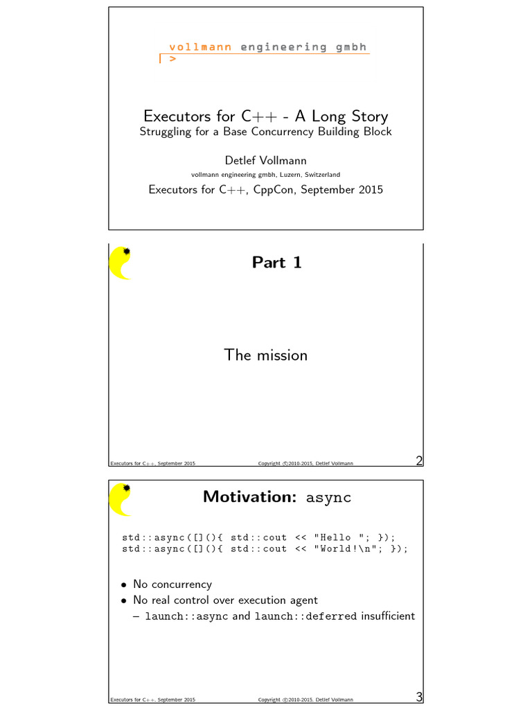 Executors For C++ - A Long Story - Detlef Vollmann - CppCon 2015 | PDF | C++ | Information ...