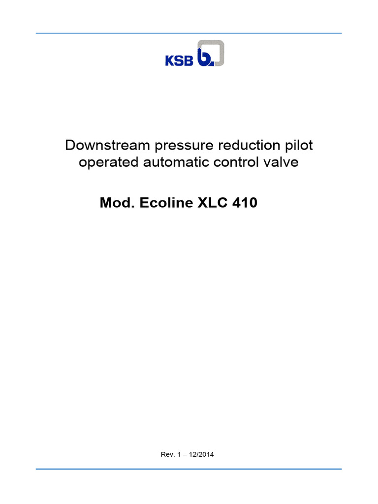 ECOLINE XLC 410 - Installation and Maintenance Manual | PDF | Valve | Tap (Valve)