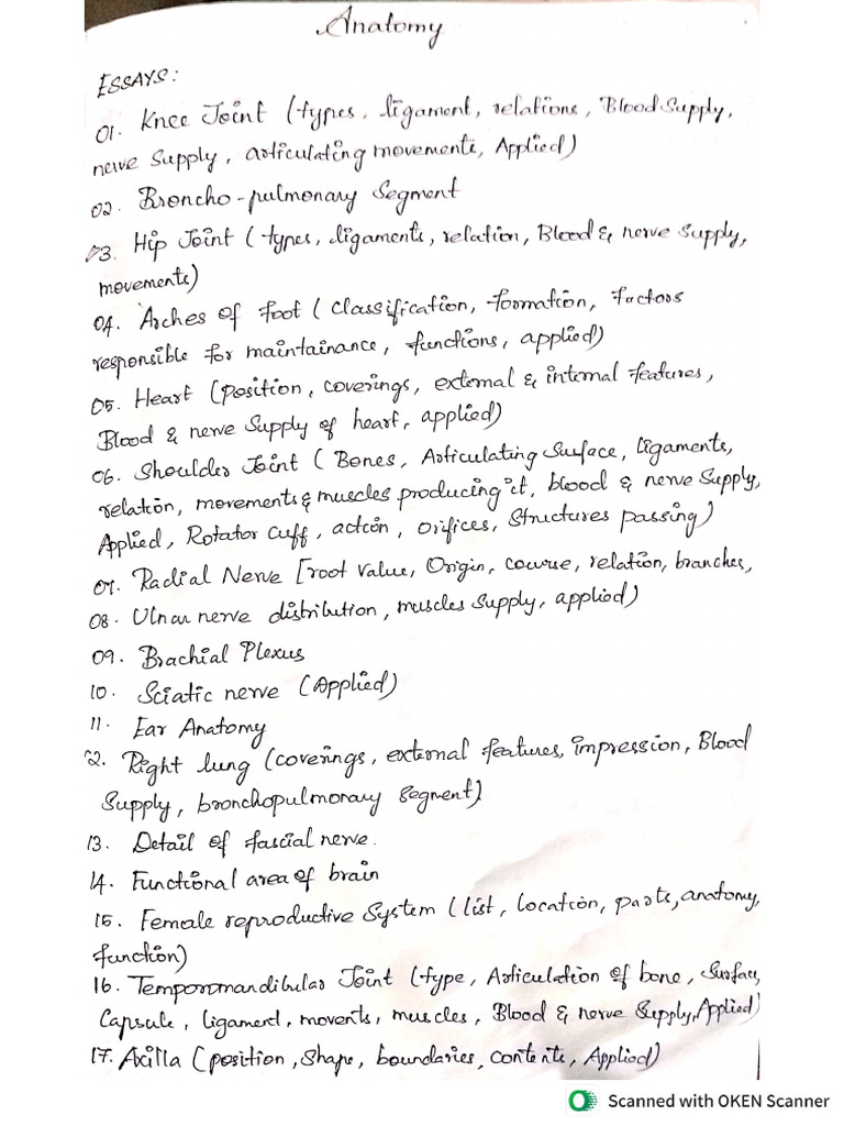 Anatomy Repeated Questions All | PDF