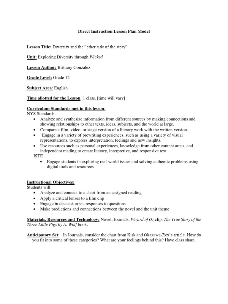Wicked Unit/ Lesson Plans | Download Free PDF | Lesson Plan | Hero