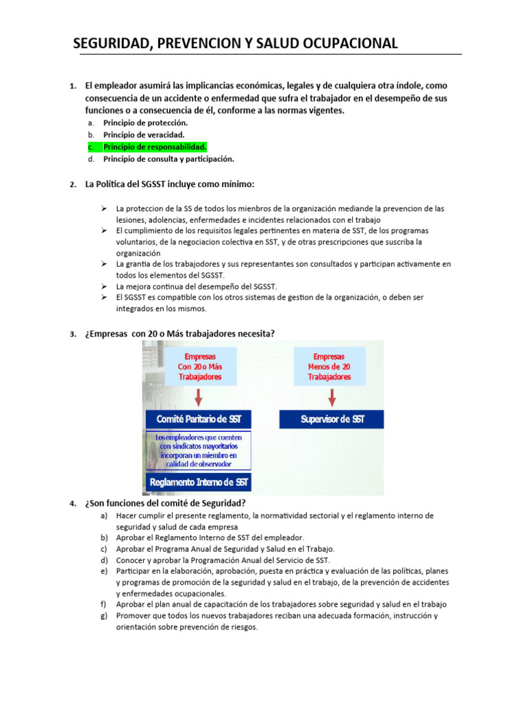 Preguntas de Seguridad y Salud Ocupacional | PDF | Derecho laboral ...