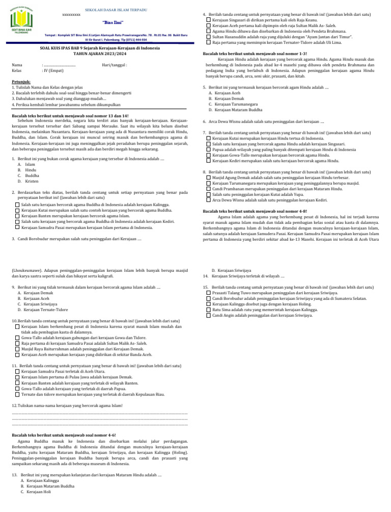 Soal Kuis IPAS Bab 9 | PDF