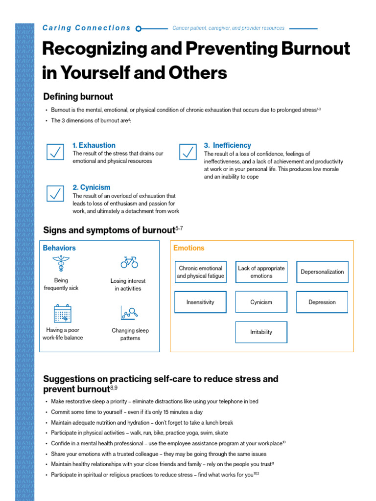 Recognizing and Preventing Burnout Tip Sheet | PDF | Occupational ...