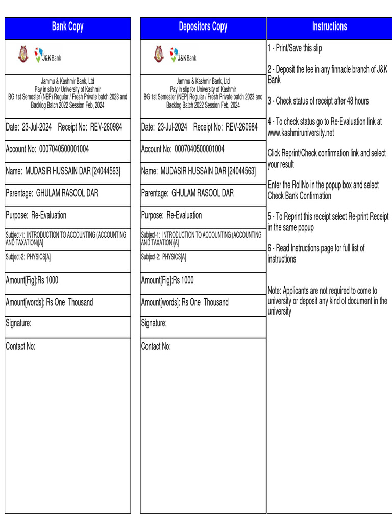 Bank Slip | PDF | Deposit Account | Banks