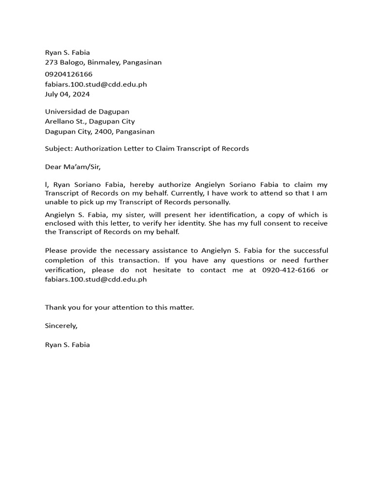 Authorization Letter | PDF | Career & Growth | Social Science