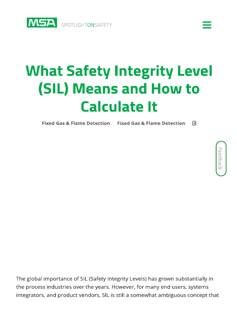 What Safety Integrity Level (SIL) Means. | PDF