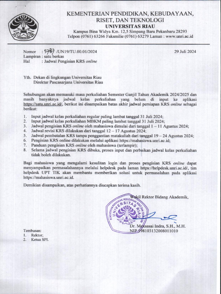 Jadwal Pengisian KRS 2024 | PDF