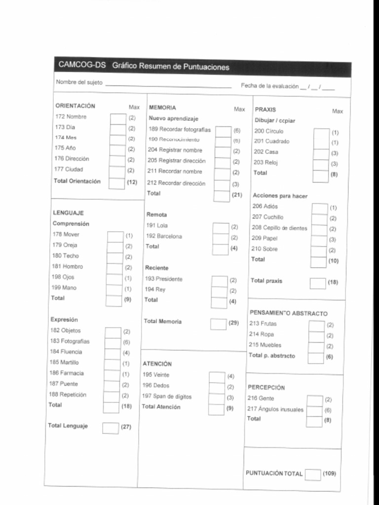 CAMCOG-DS (Español) | PDF