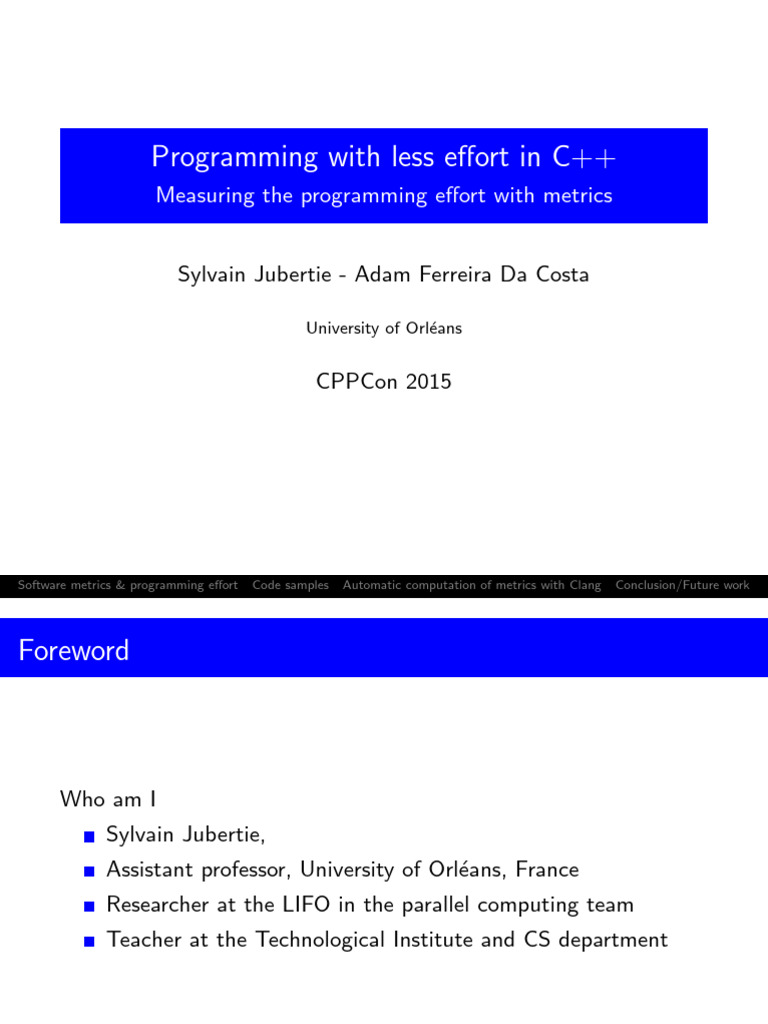 Programming With Less Effort in C++ - Sylvain Jubertie - CppCon 2015 | PDF | C++ | Computer ...