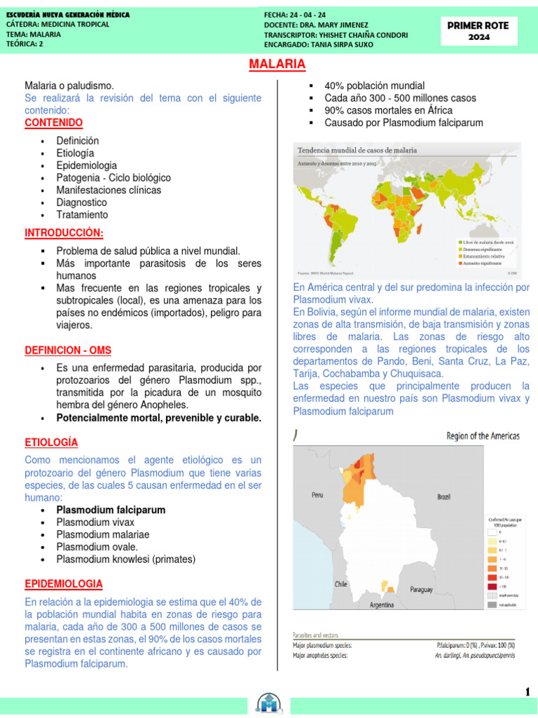 Teo 2 - Malaria | PDF | Plasmodium | Malaria