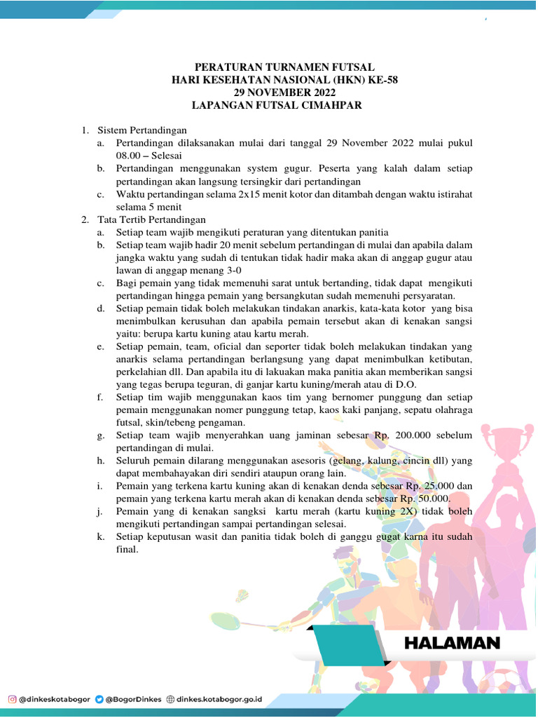 Aturan Turnamen Futsal & Bulutangkis | PDF