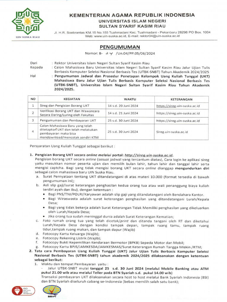 Pengumuman Jalur Utbk-Snbt | PDF