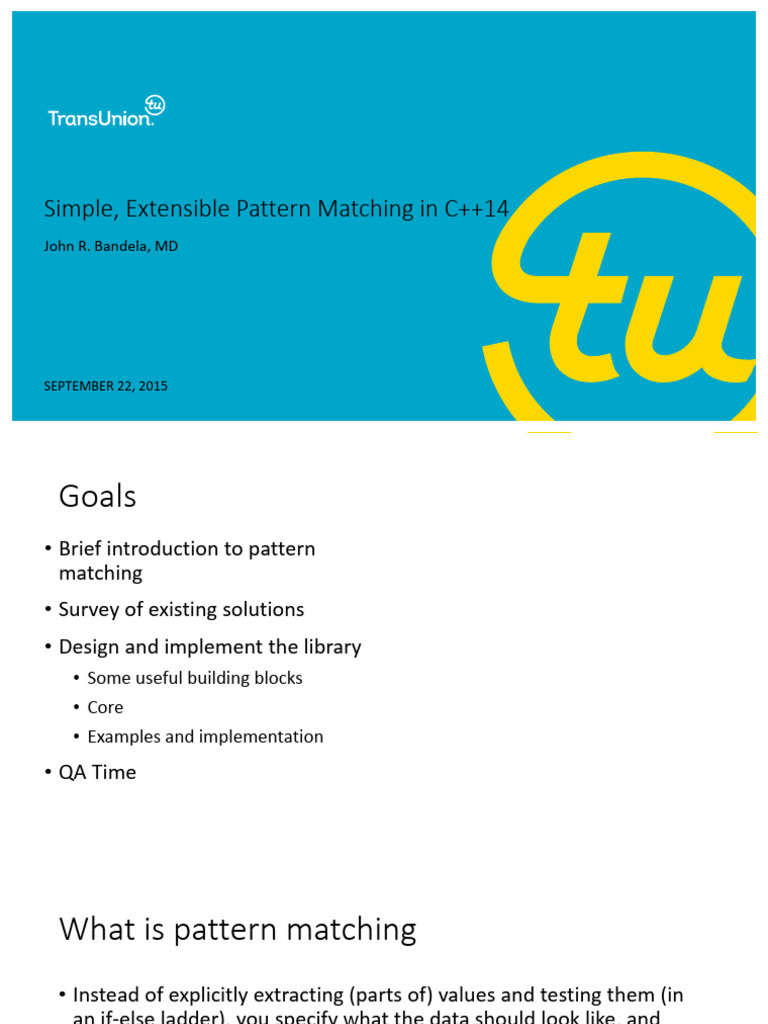 Simple Extensible Pattern Matching With C++14 - John Bandela - CppCon 2015 | PDF | Pointer ...