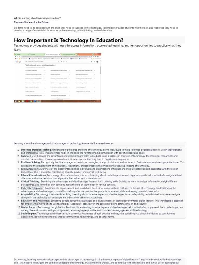 Importance of Technology Education | PDF | Learning | Social Psychology