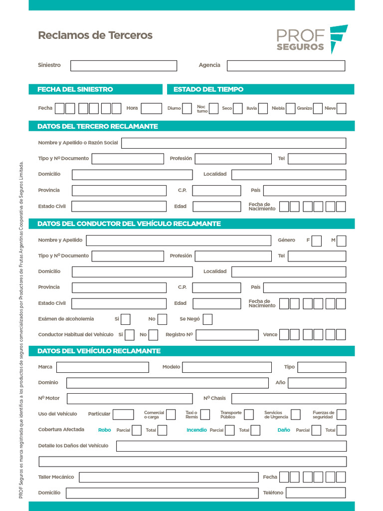 FORM Reclamo Terceros | PDF | Transporte
