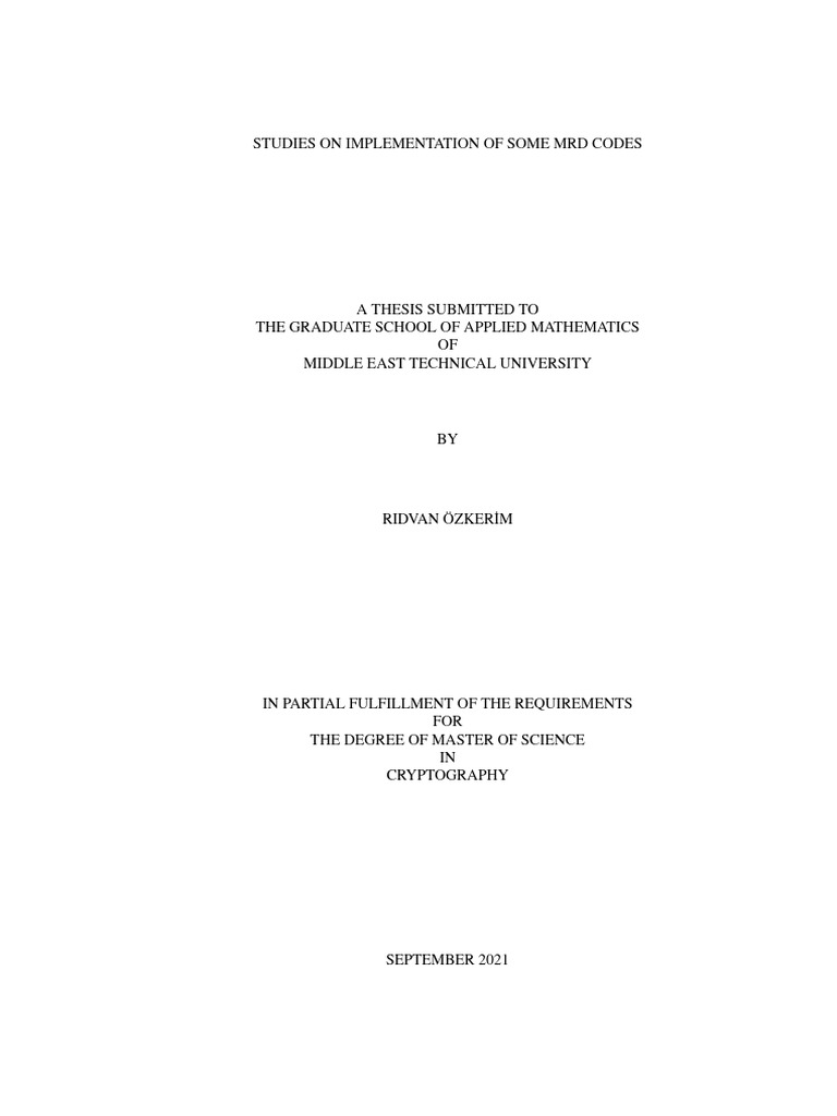 Ridvan Ozkerim Master Thesis v1.0 | PDF | Cryptography | Applied Mathematics
