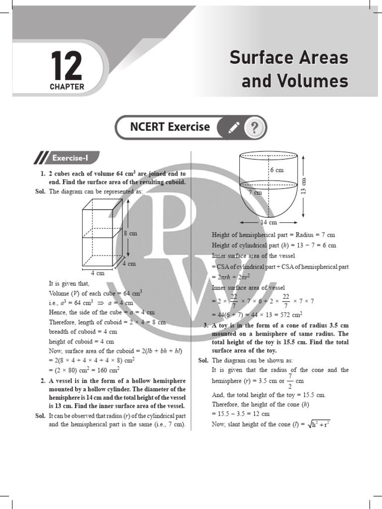 Surface Areas and Volumes | PDF | Sphere | Area